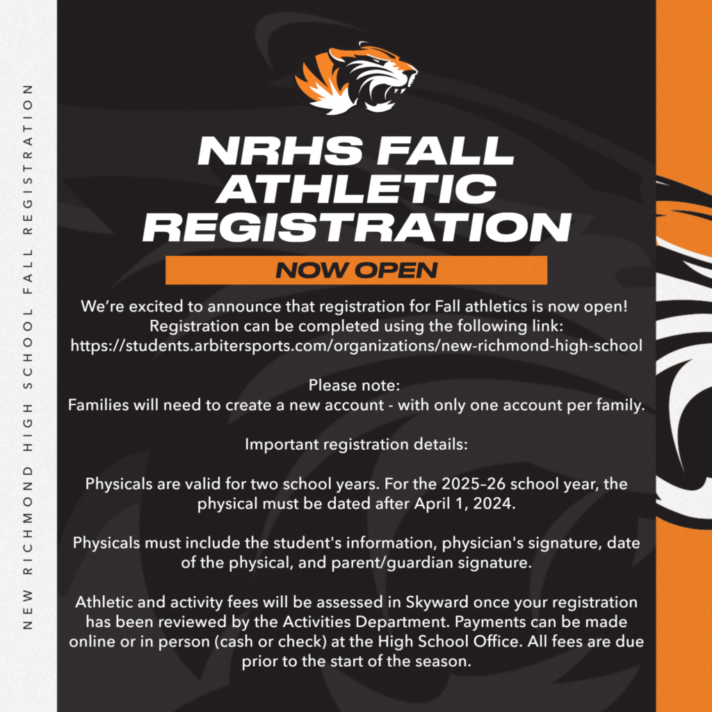 Fall Registration Now Open | New Richmond High School (WI)