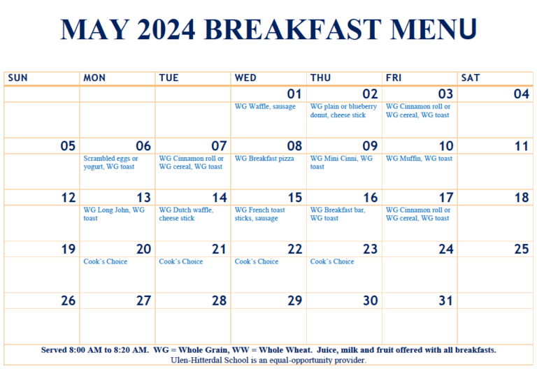 Breakfast/Lunch Menus | Ulen-Hitterdal Public Schools