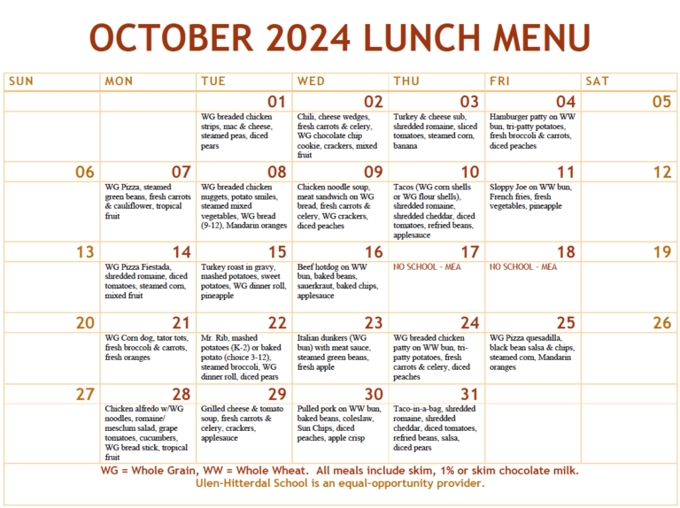 Breakfast/Lunch Menus | Ulen-Hitterdal Public Schools
