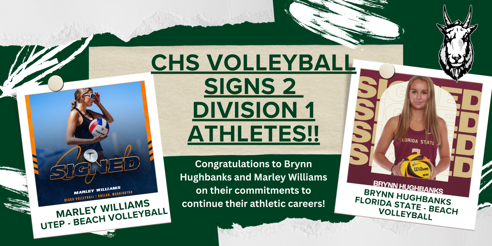 CHS Volleyball Signs 2 D1 Athletes! | Chelan High School (WA)