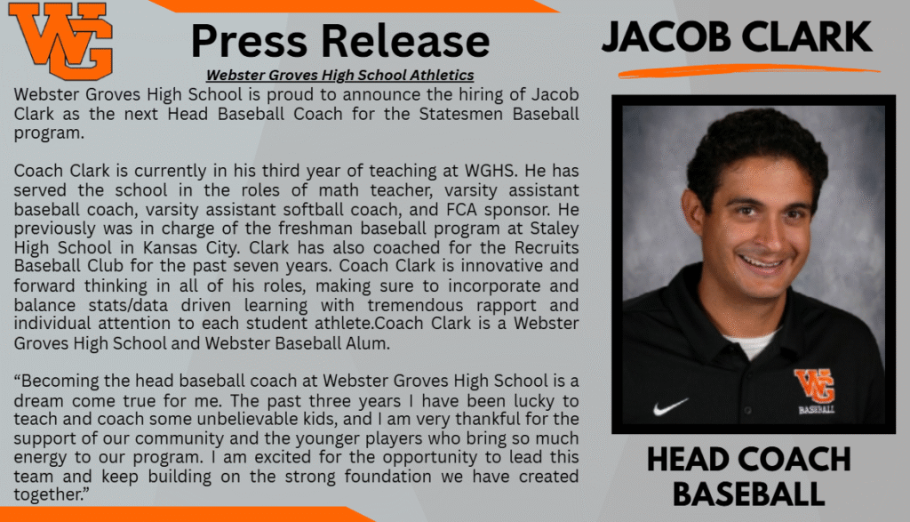 Welcome Coach Clark! | Webster Groves High School (MO)