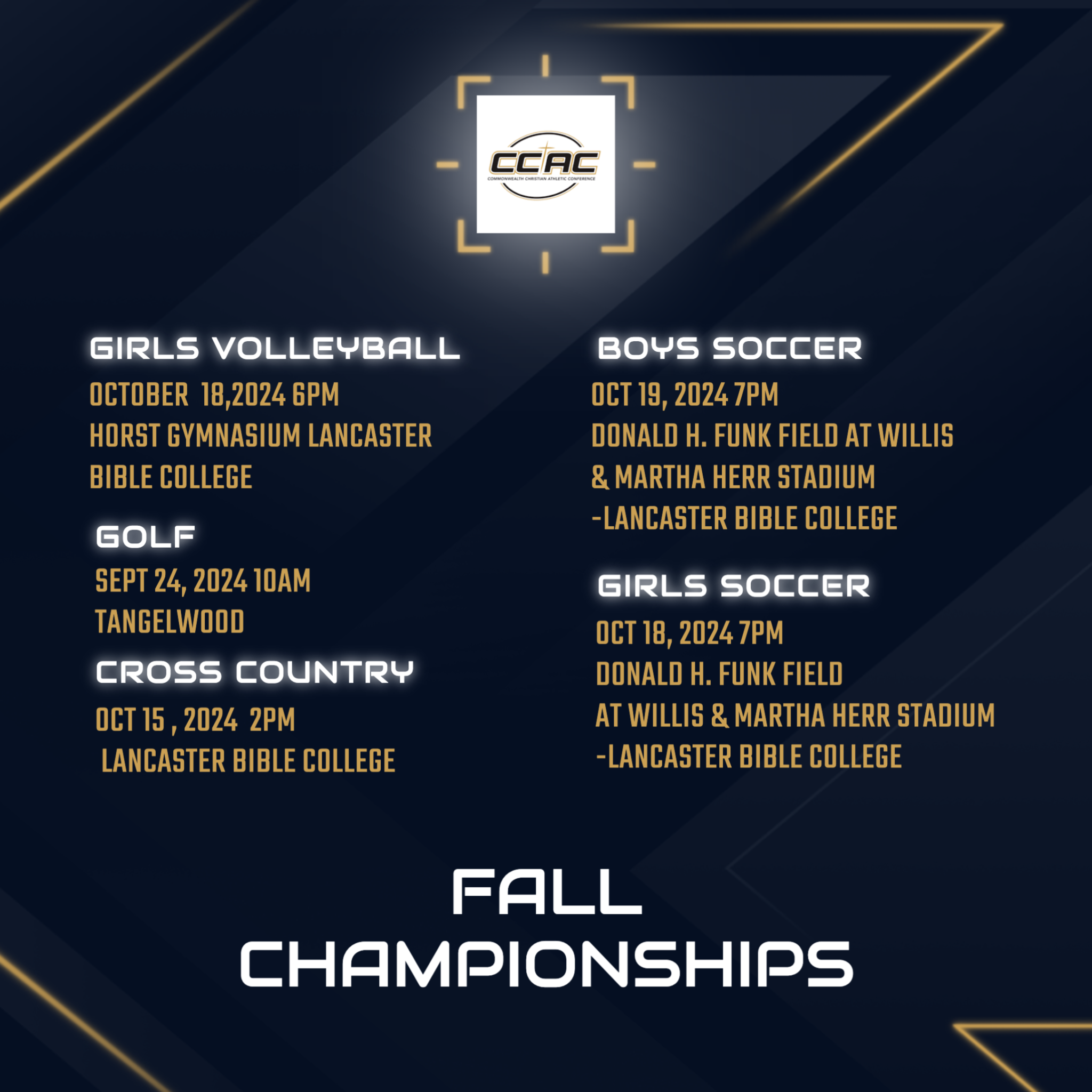 Championships Information | Commonwealth Christian Athletic Conference (PA)
