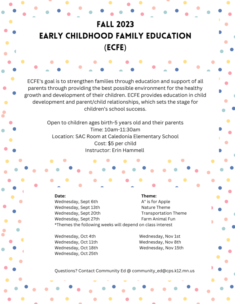 Early Childhood Family Education (ECFE) | Caledonia Area Public Schools ...