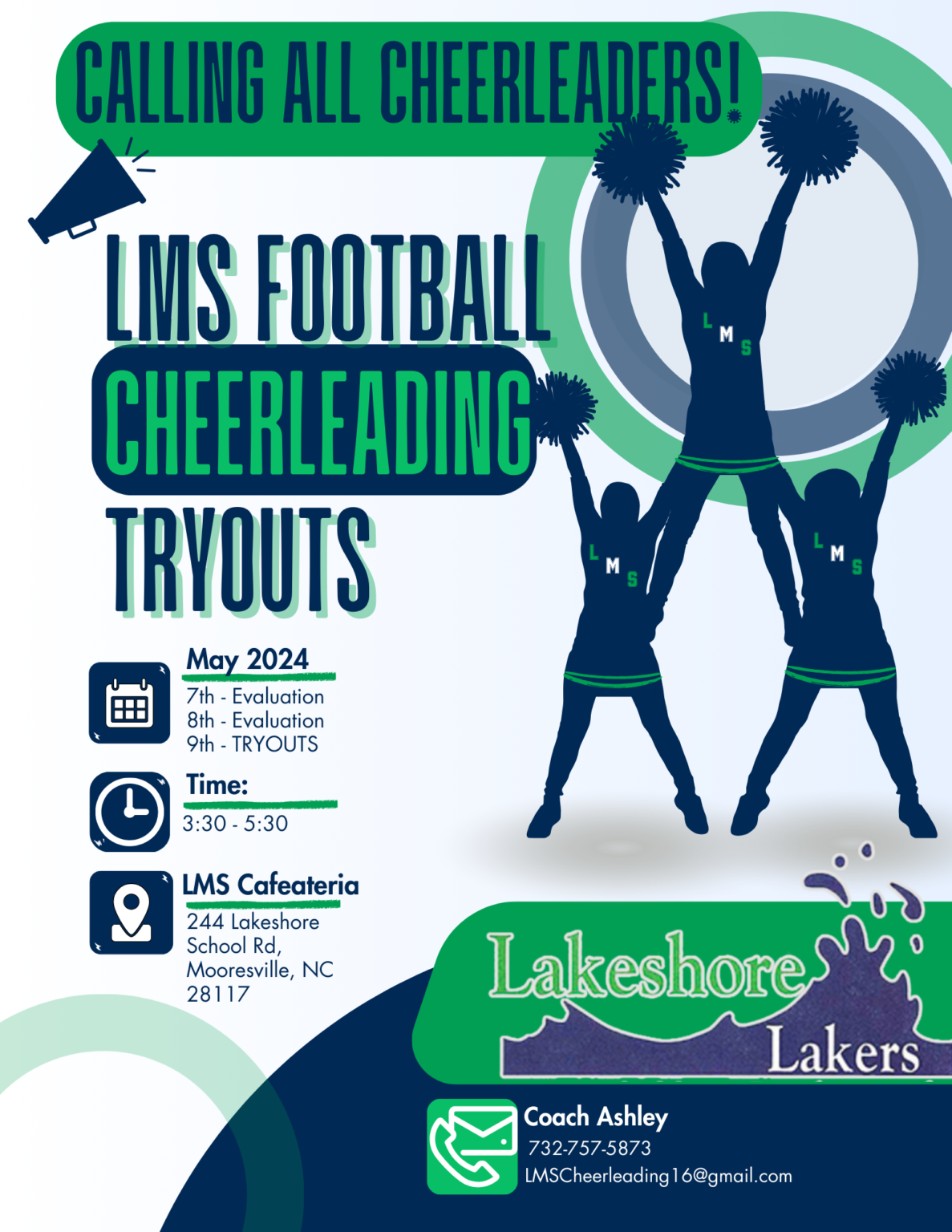 LAKESHORE MIDDLE SCHOOL 2024-2025 FALL (Football) CHEERLEADING TRYOUTS ...