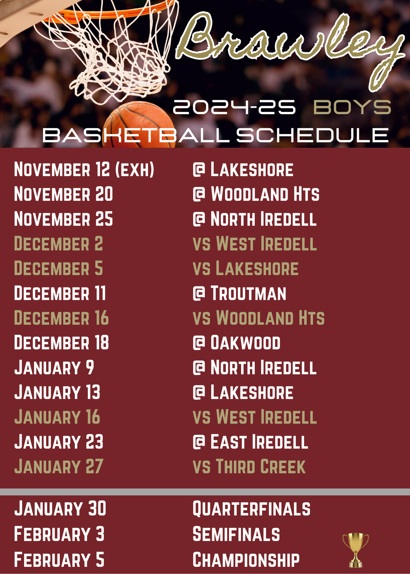 Brawley Boys Basketball | Iredell-Statesville Schools (NC)